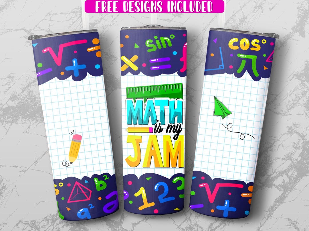 Math Pattern Tumbler Wrap Math is My Jam Design for 20oz Tumbler ...