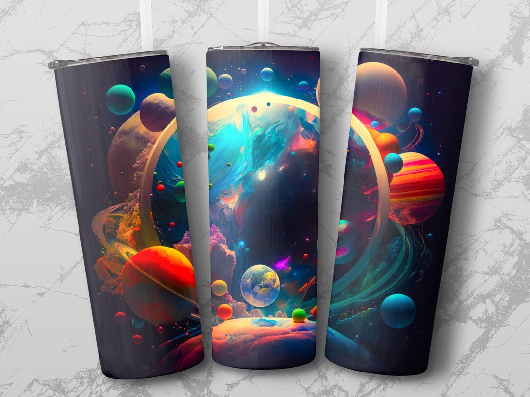 Galaxy Space Theme 20oz Tumbler Wrap, Planet Design, Colorful Outer ...