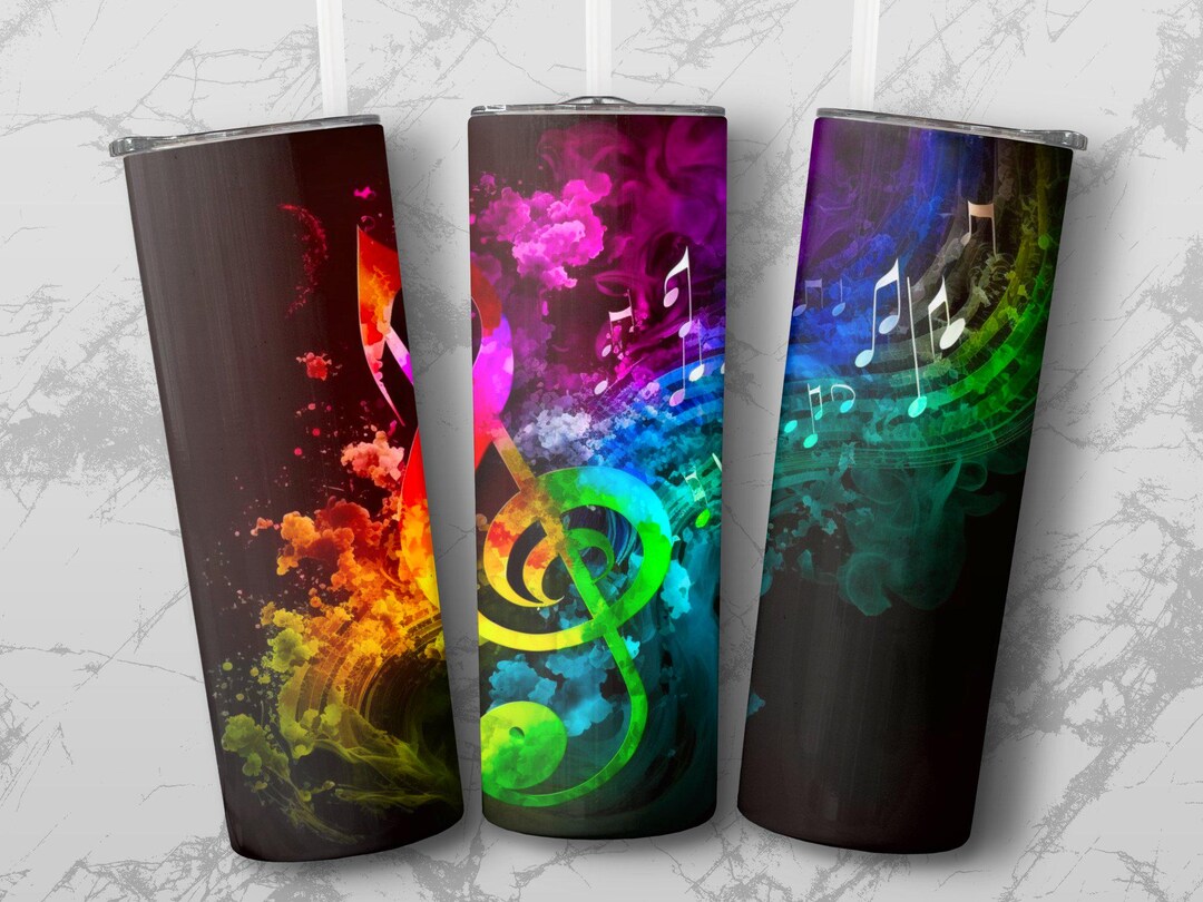 Music Notes Digital Tumbler Wrap, Colorful PNG SVG Design, 20oz Skinny ...