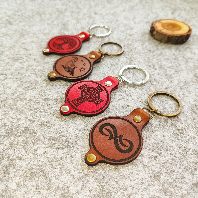 Star of David Leather Keychain: Engraved Jewish Talisman - Etsy