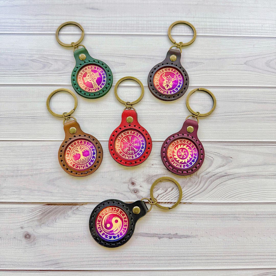 Personalized Leather Keychain With Symbols, Custom Keyring - Etsy