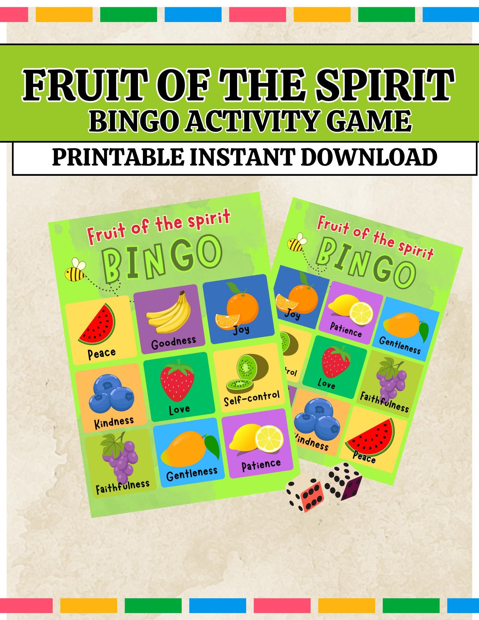 Fruit of the Spirit Bingo Game- Fruit of the Spirit Activity Games for ...