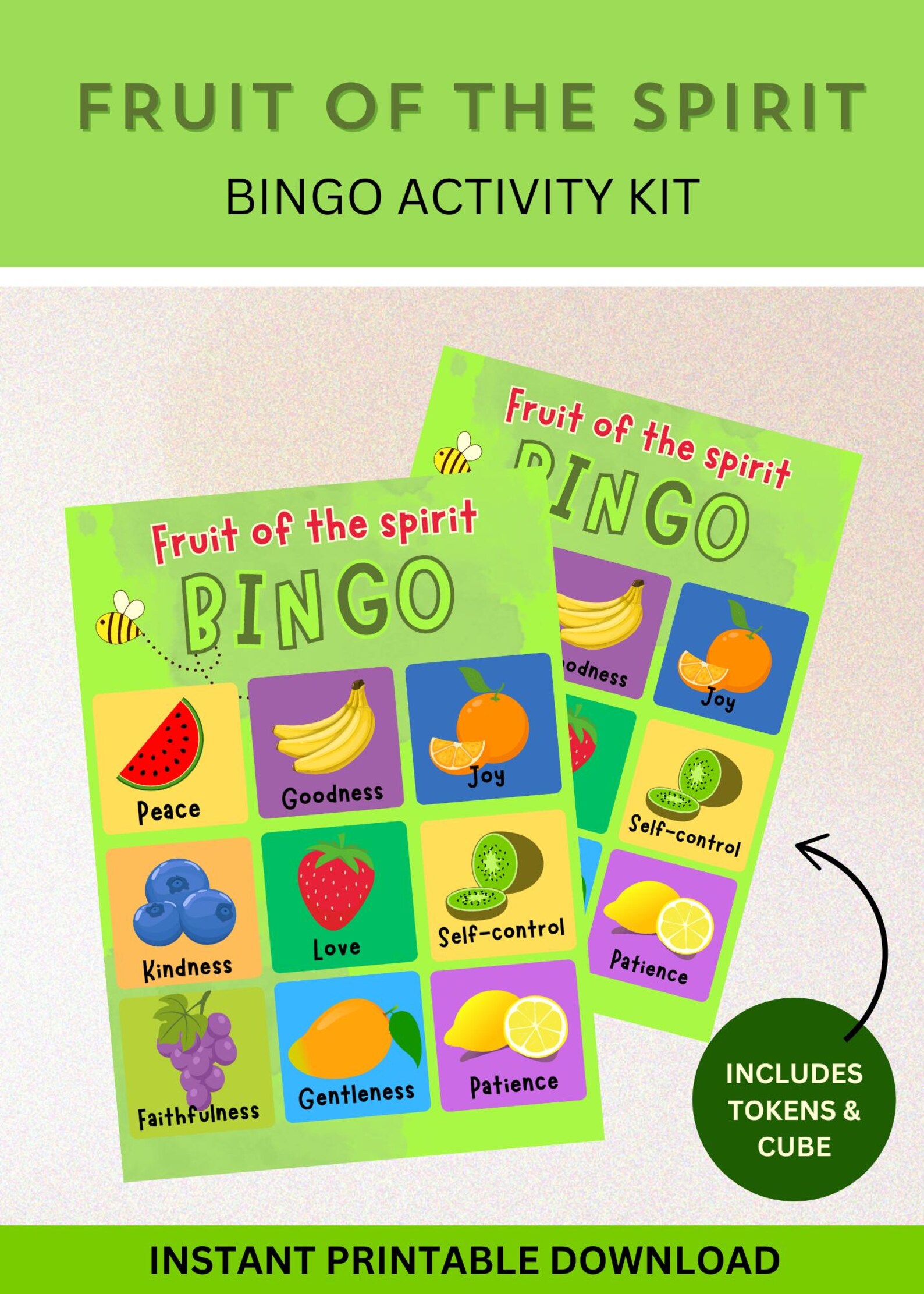 Fruit of the Spirit Bingo Game- Fruit of the Spirit Activity Games for ...