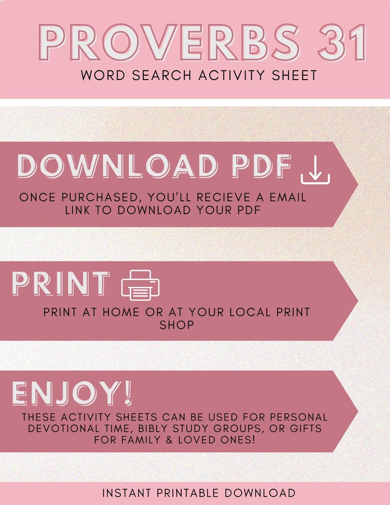 Proverbs 31 Word Search Printable-bible Study Puzzles-word Search ...