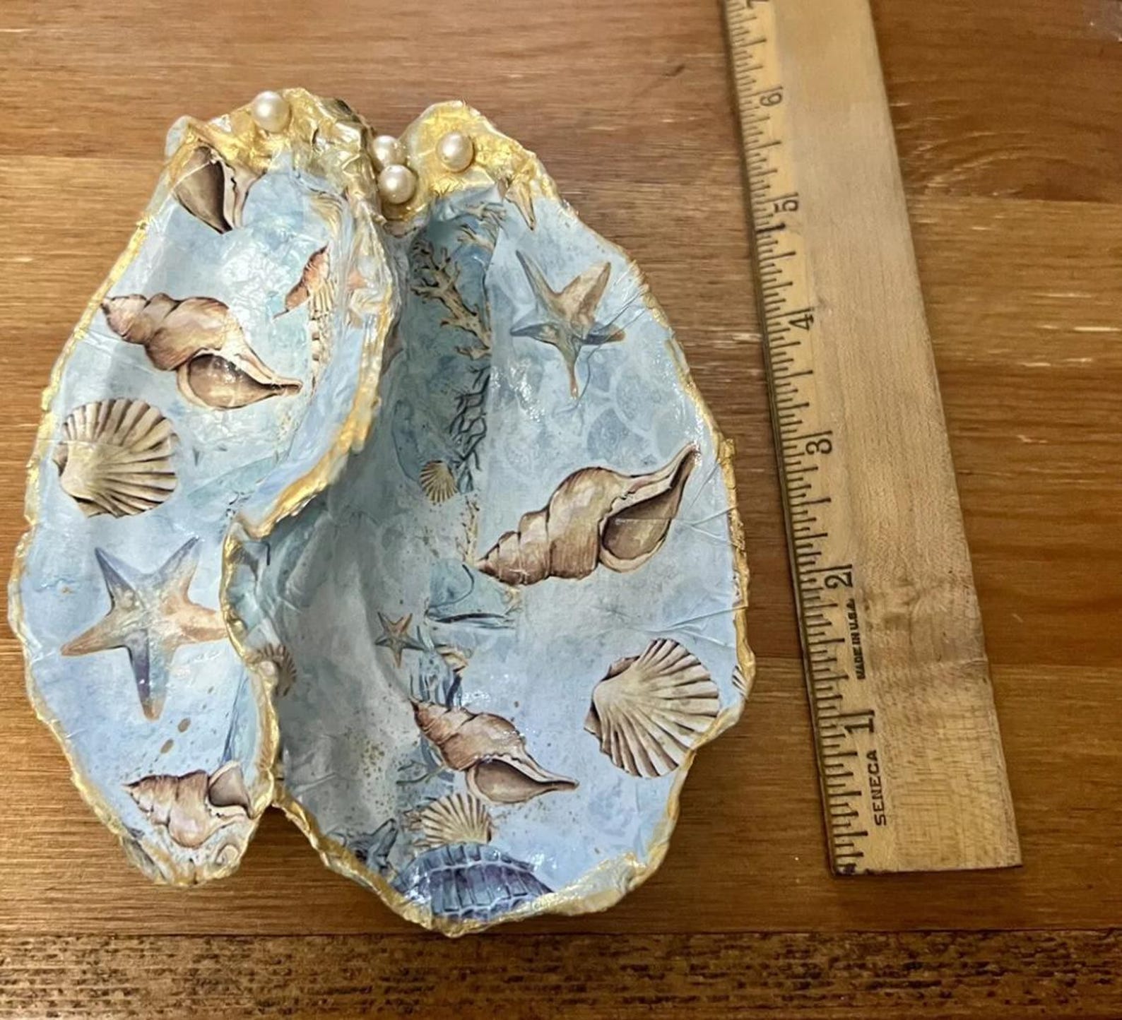 Oyster Shell Jewelry Dish Genuine Pearl Jewelry Dish Gold Trim - Etsy