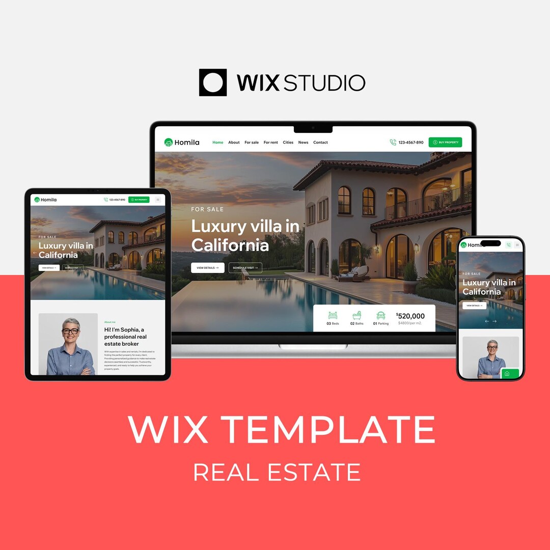 Wix Template for Real Estate Agency or Brokerage | Home/house Websites ...