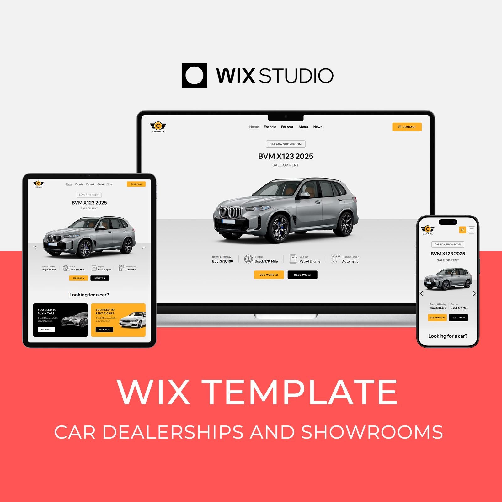 Wix Template for Car Dealerships and Showrooms (car Sales/rental ...