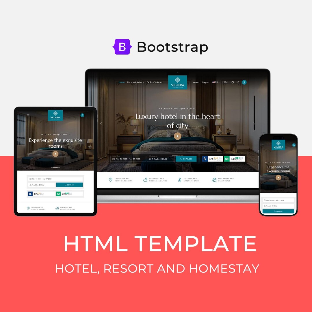 Hotel Resort or Homestay HTML Website Template, Modern and Luxurious ...