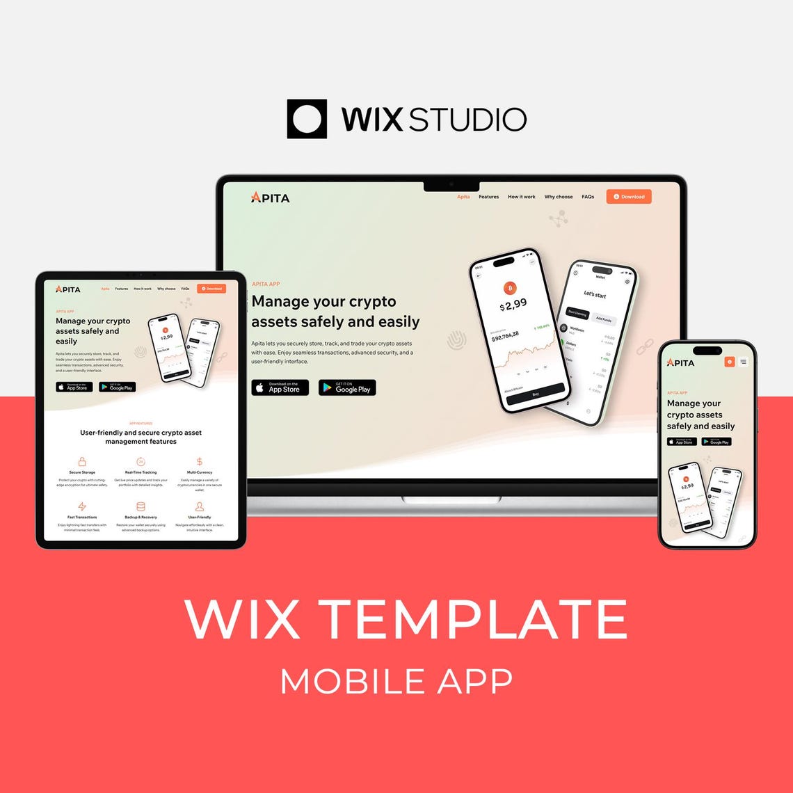 Wix Template for Mobile App Landing Page | Modern Web Design | Apita Website by Bithemer on Wix ...