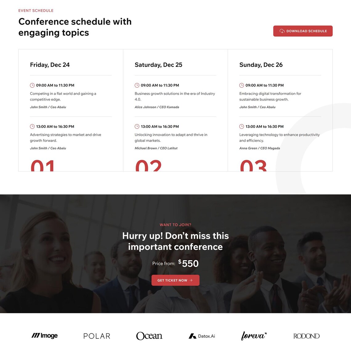 Wix Template for Conference, Seminars, Events, Training, Courses ...
