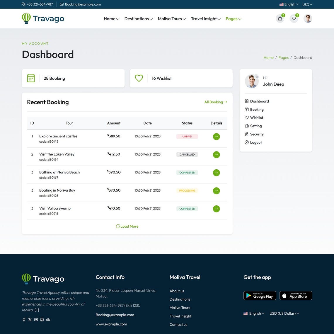 Travel & Tour Booking HTML Website Template, Modern and Unique Web ...