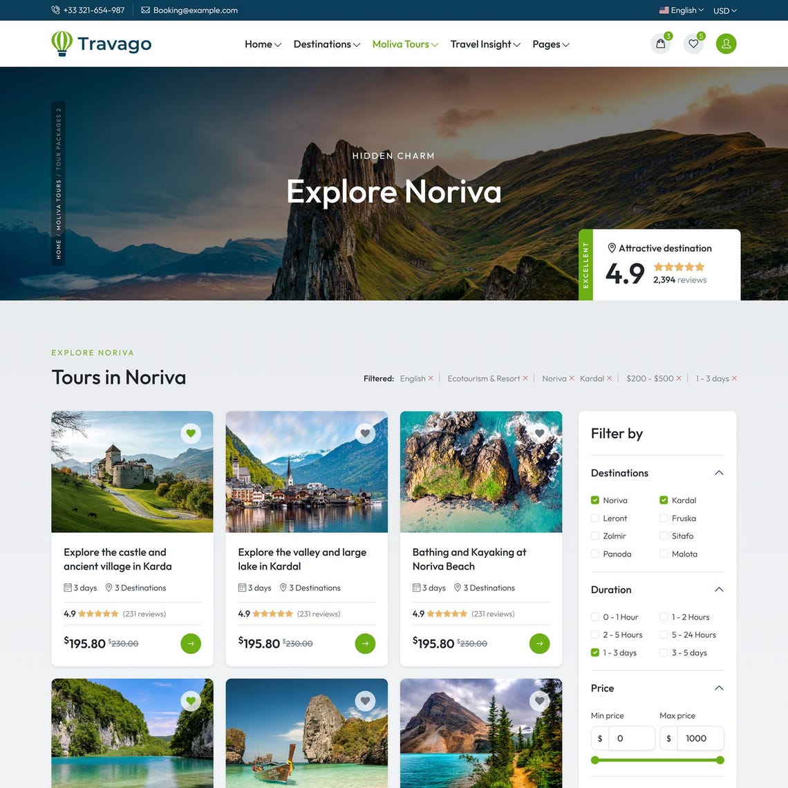 Travel & Tour Booking HTML Website Template, Modern and Unique Web ...