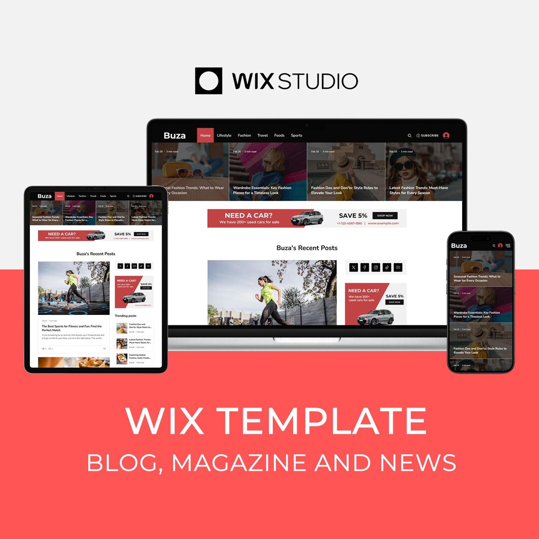 Modèle Wix pour la monétisation, les blogs personnels et les magazines ...