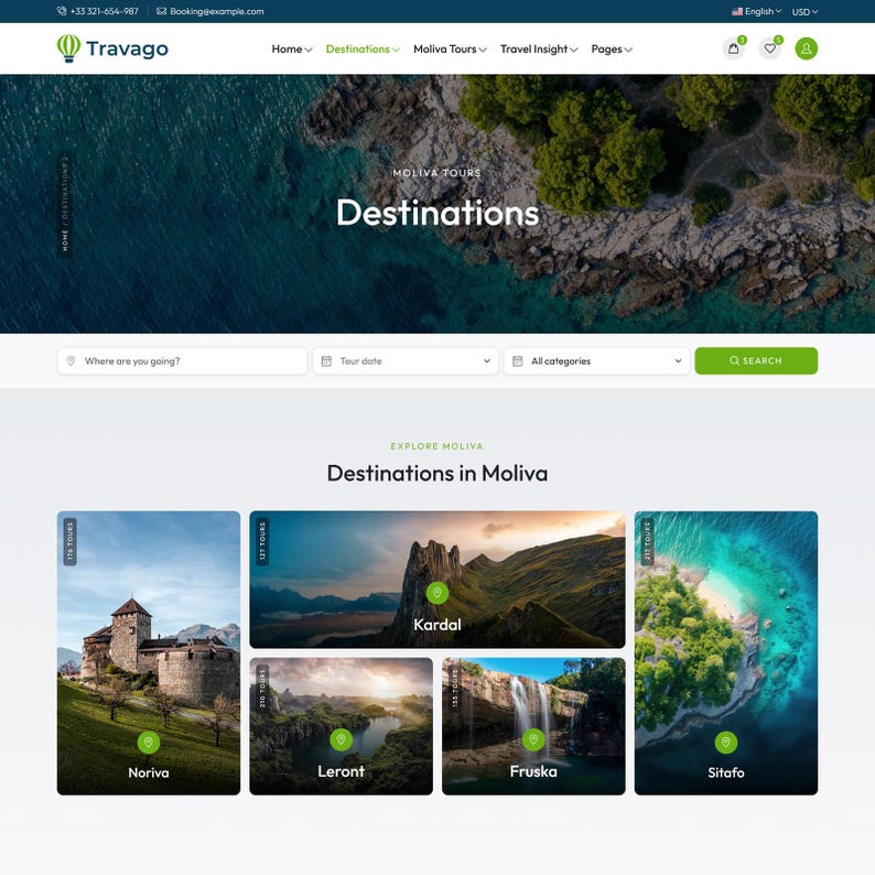 Travel & Tour Booking HTML Website Template, Modern and Unique Web ...