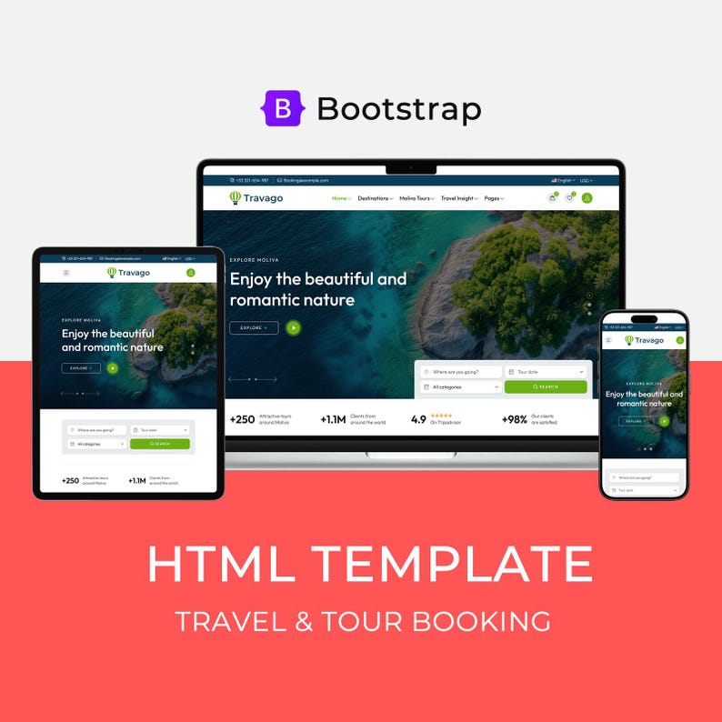 Travel & Tour Booking HTML Website Template, Modern and Unique Web ...