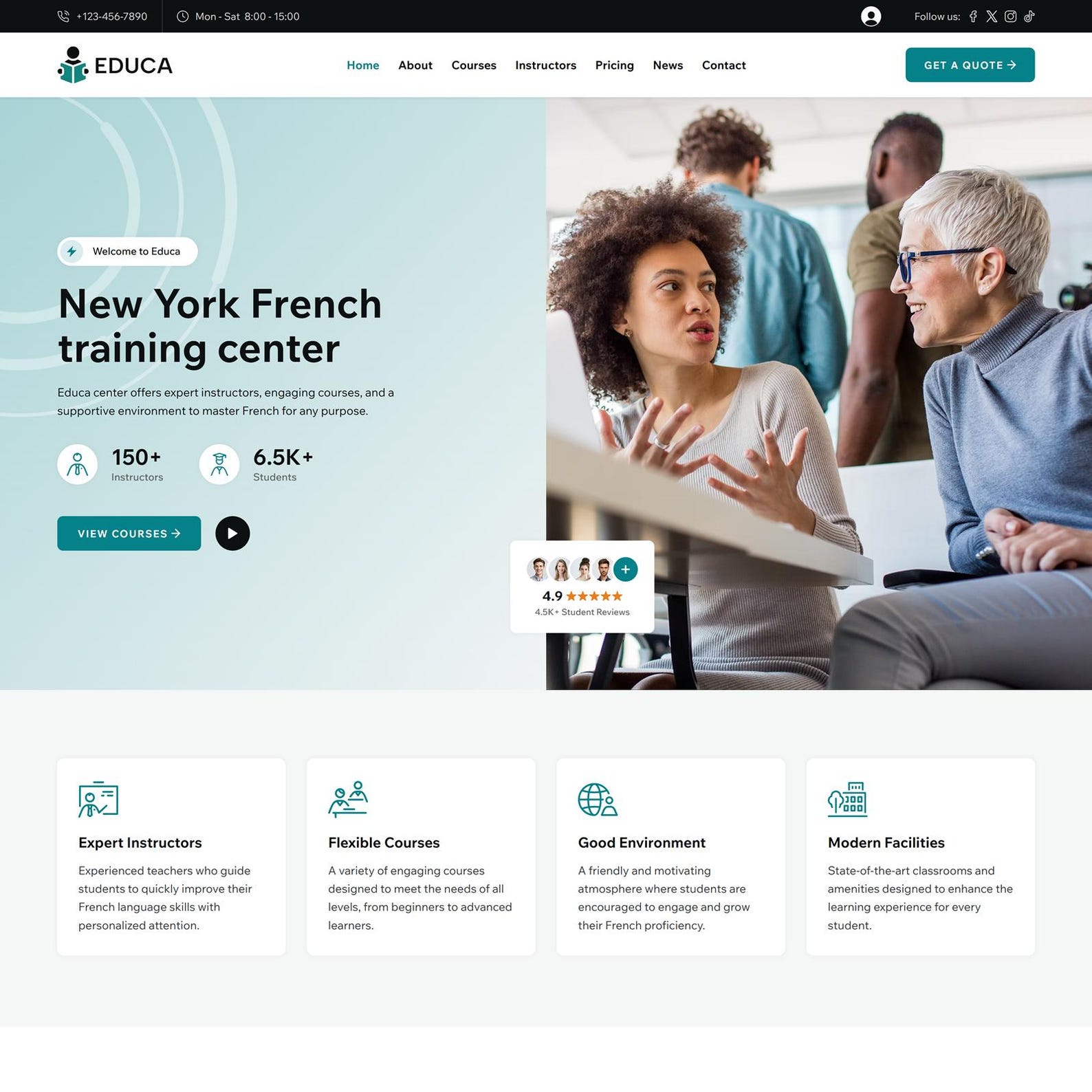 Wix Template for Education, Training, Courses & Teachers | Modern Web Design, Educa Website by ...
