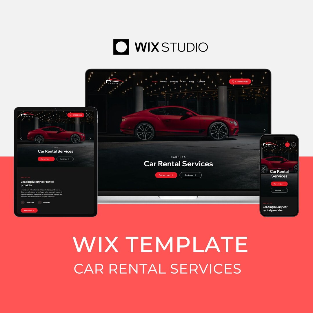 Wix Template for Car Rental Service Websites, Modern and Premium Web ...
