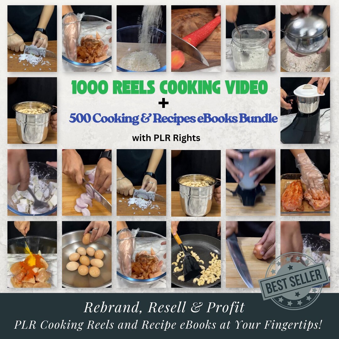 PLR Cooking Content: 1000 Reels + 500 Recipe Ebooks (digital Download ...