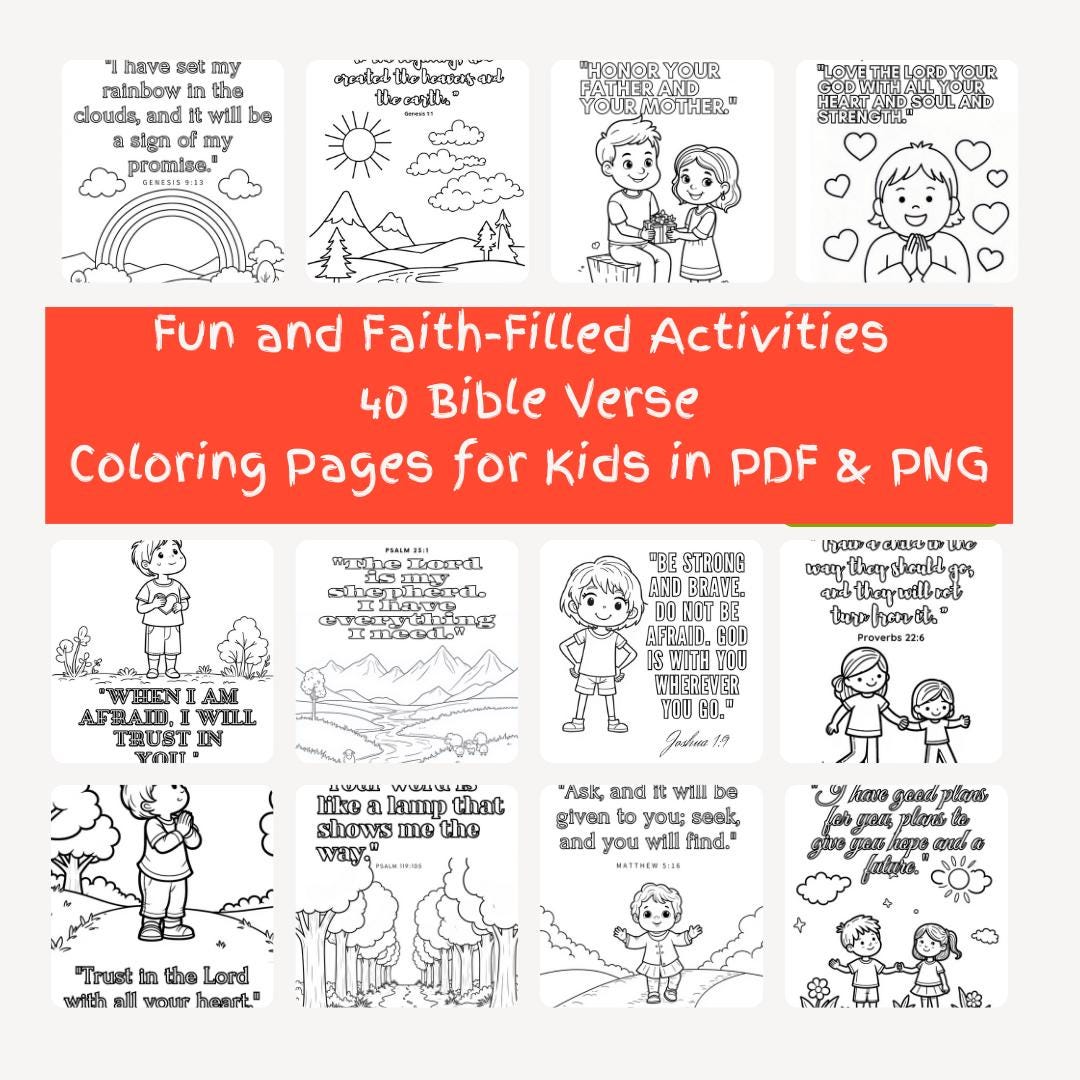 40 Bible Verse Coloring Pages for Kids. Fun and Faith Filled Activities ...
