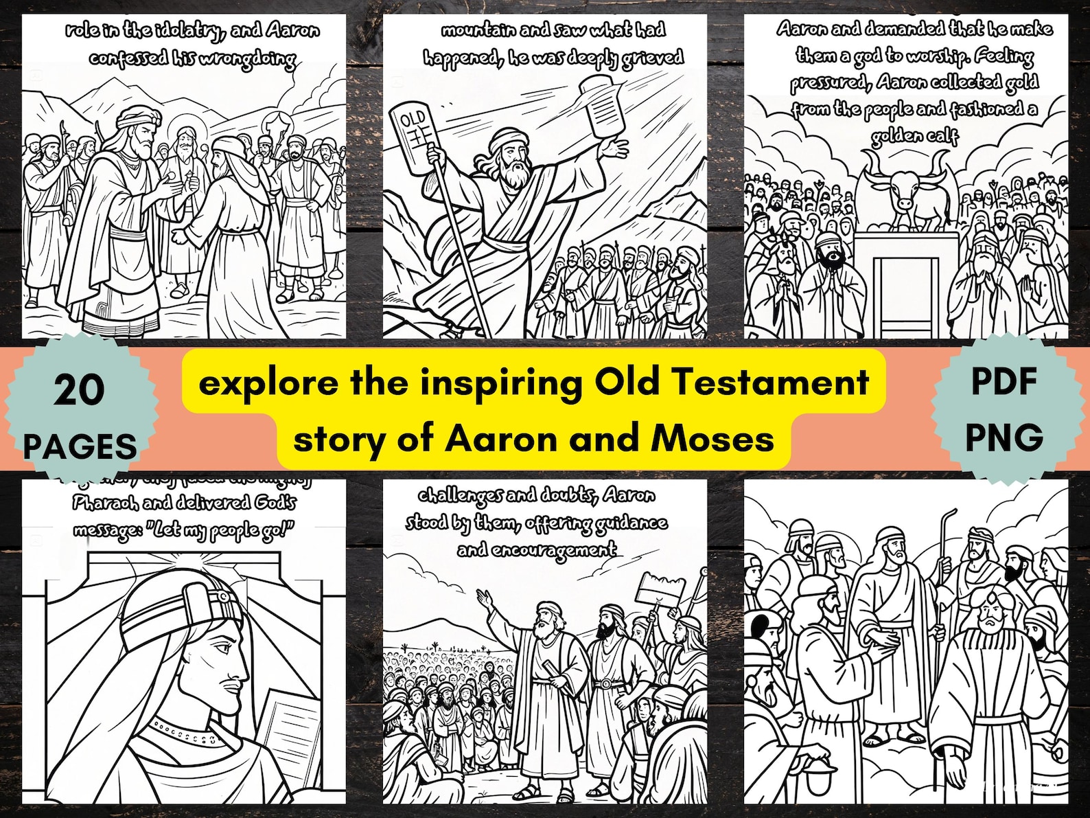 Aaron & Moses Bible Story Coloring Book: Christian Printable (PDF) - Etsy