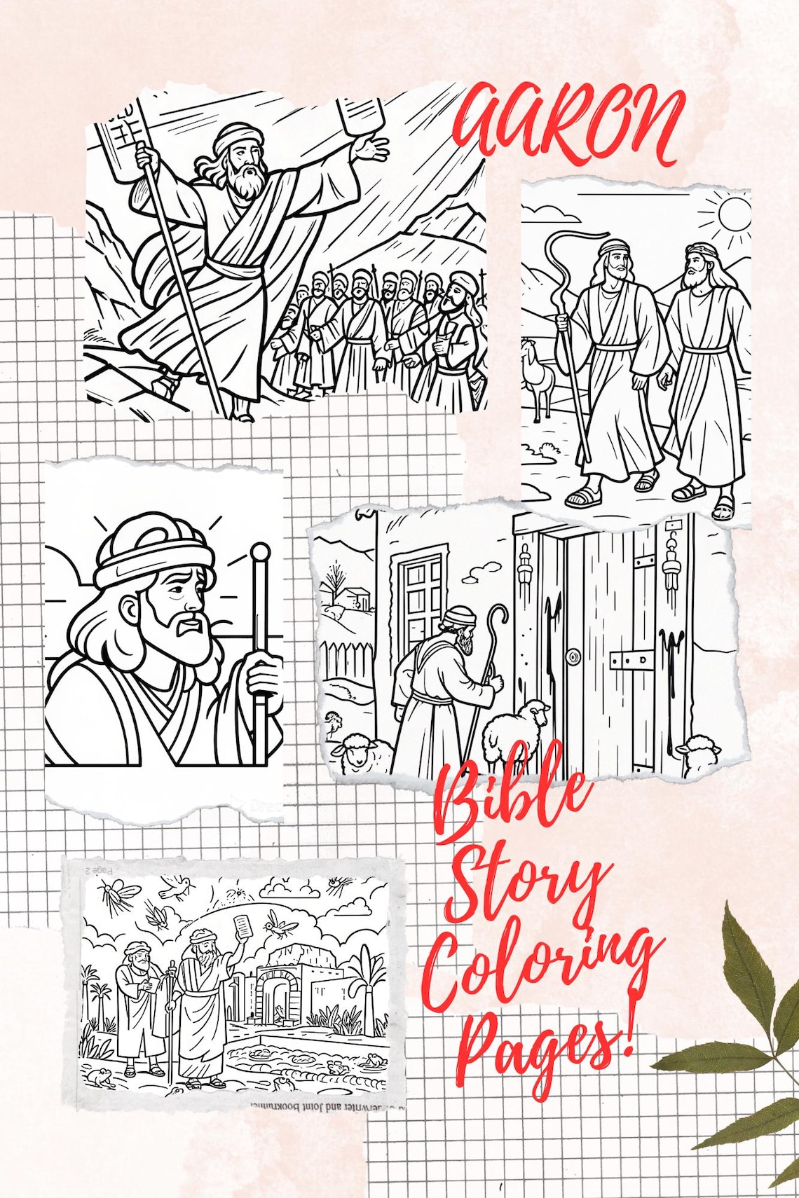 Aaron & Moses Bible Story Coloring Book: Christian Printable (PDF) - Etsy