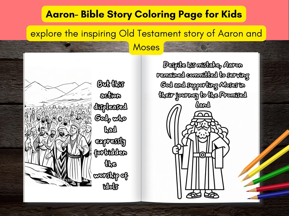 Aaron & Moses Bible Story Coloring Book: Christian Printable (PDF) - Etsy