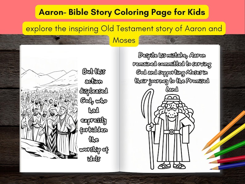 Aaron & Moses Bible Story Coloring Book: Christian Printable (PDF) - Etsy
