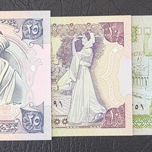Set of 5, 10, and 25 Lira Syria 1990s Syrian Pounds Uncirculated UNC (3 ...