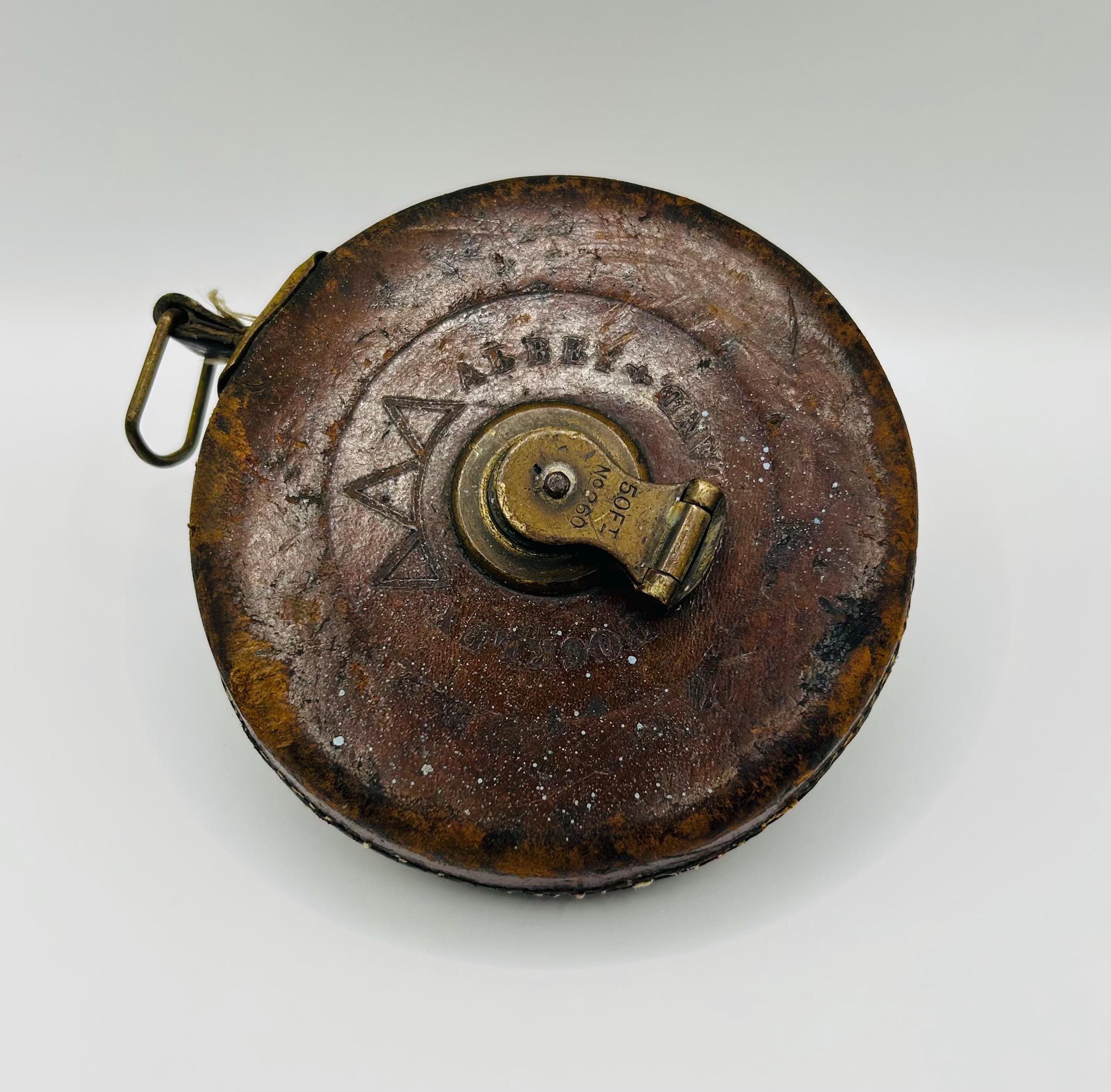 Antique Tape Measure in Leather Wrapped and Made From Cloth Tape ...
