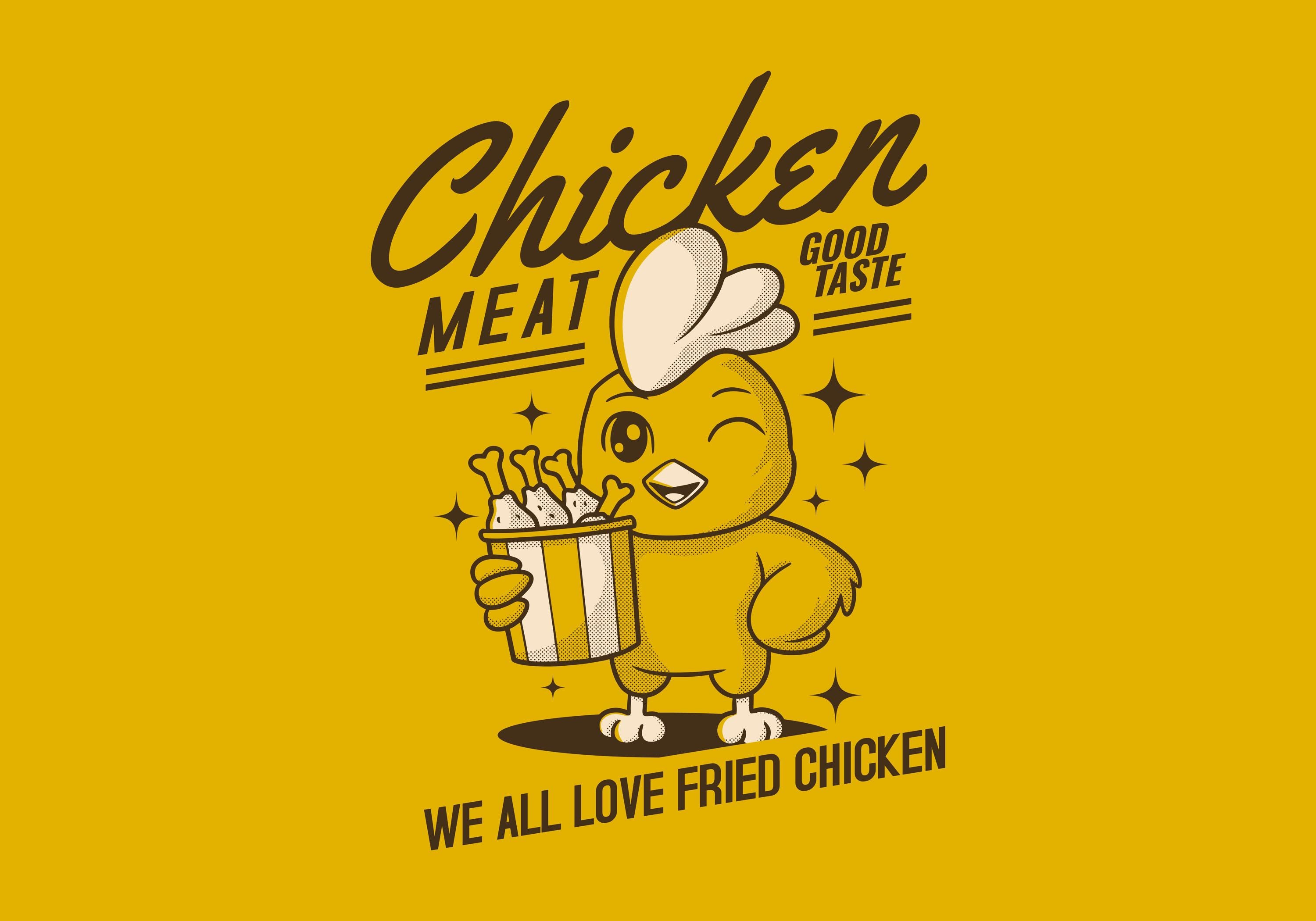 Retro Chicken Mascot Character Illustration Design - Etsy