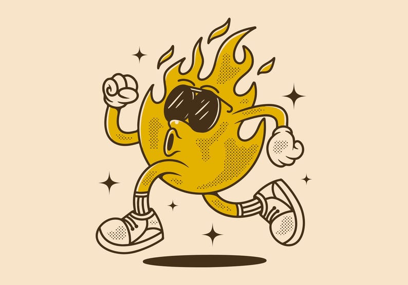 Running Fire Flame Mascot Character - Etsy
