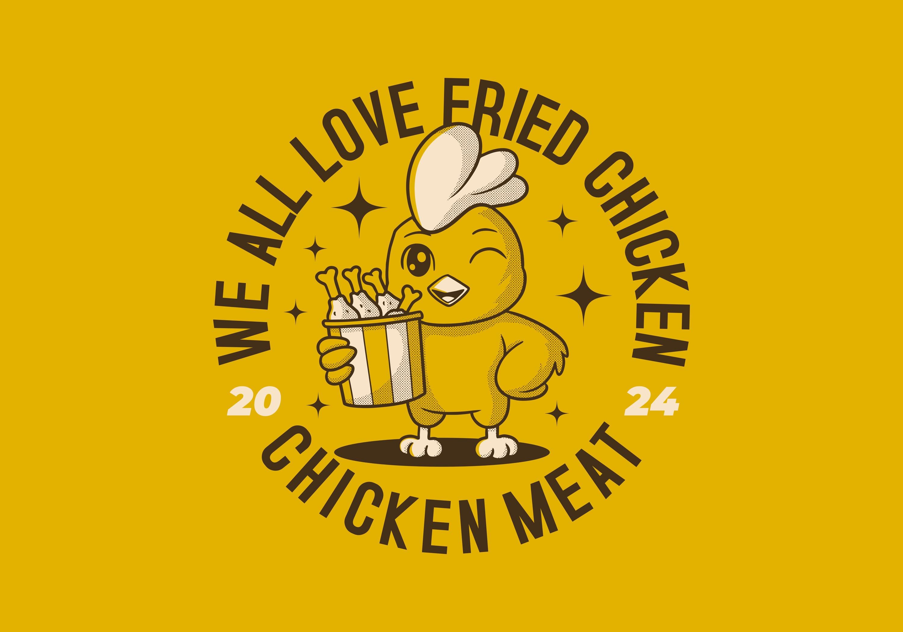 Retro Chicken Mascot Character Illustration Design - Etsy
