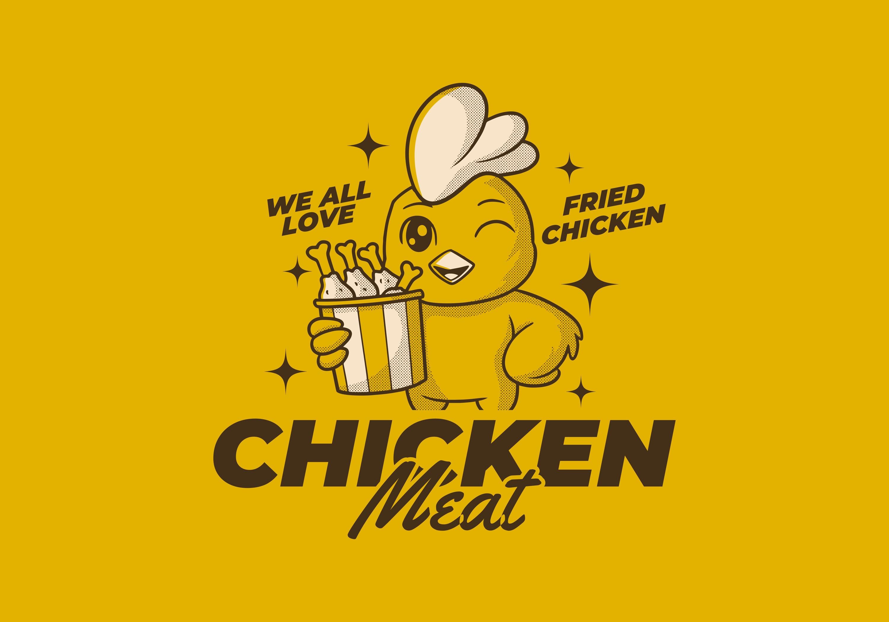Retro Chicken Mascot Character Illustration Design - Etsy