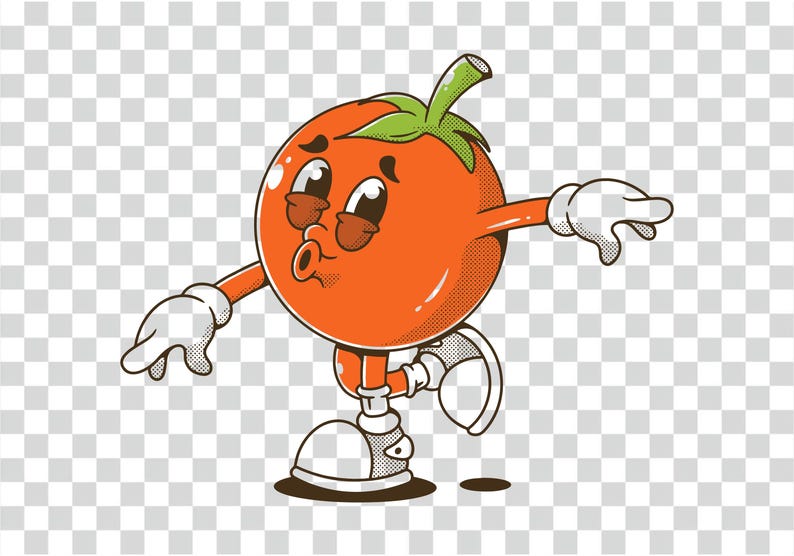 Retro Cartoon Tomato Character Art Print Illustration - Etsy