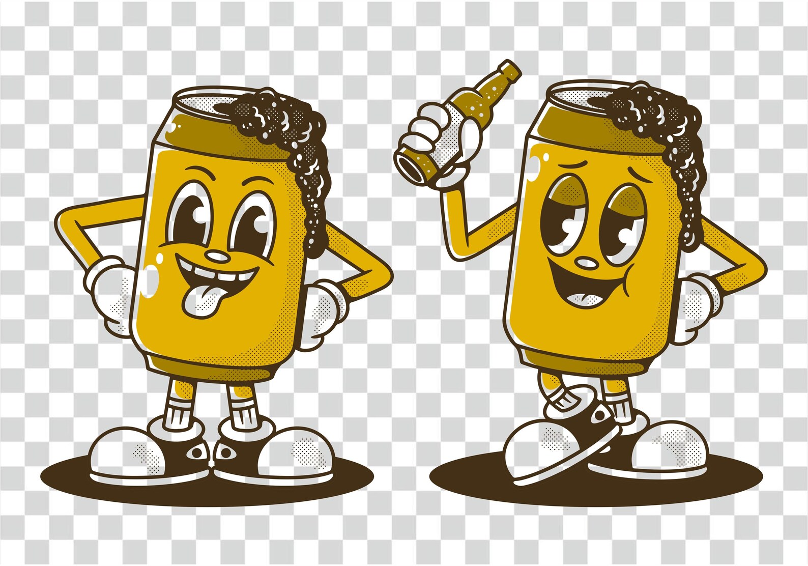 Beer Can Character in Before and After Drinking Pose - Etsy