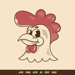 Vintage Cartoon Chicken Head Illustration (digital) - Etsy
