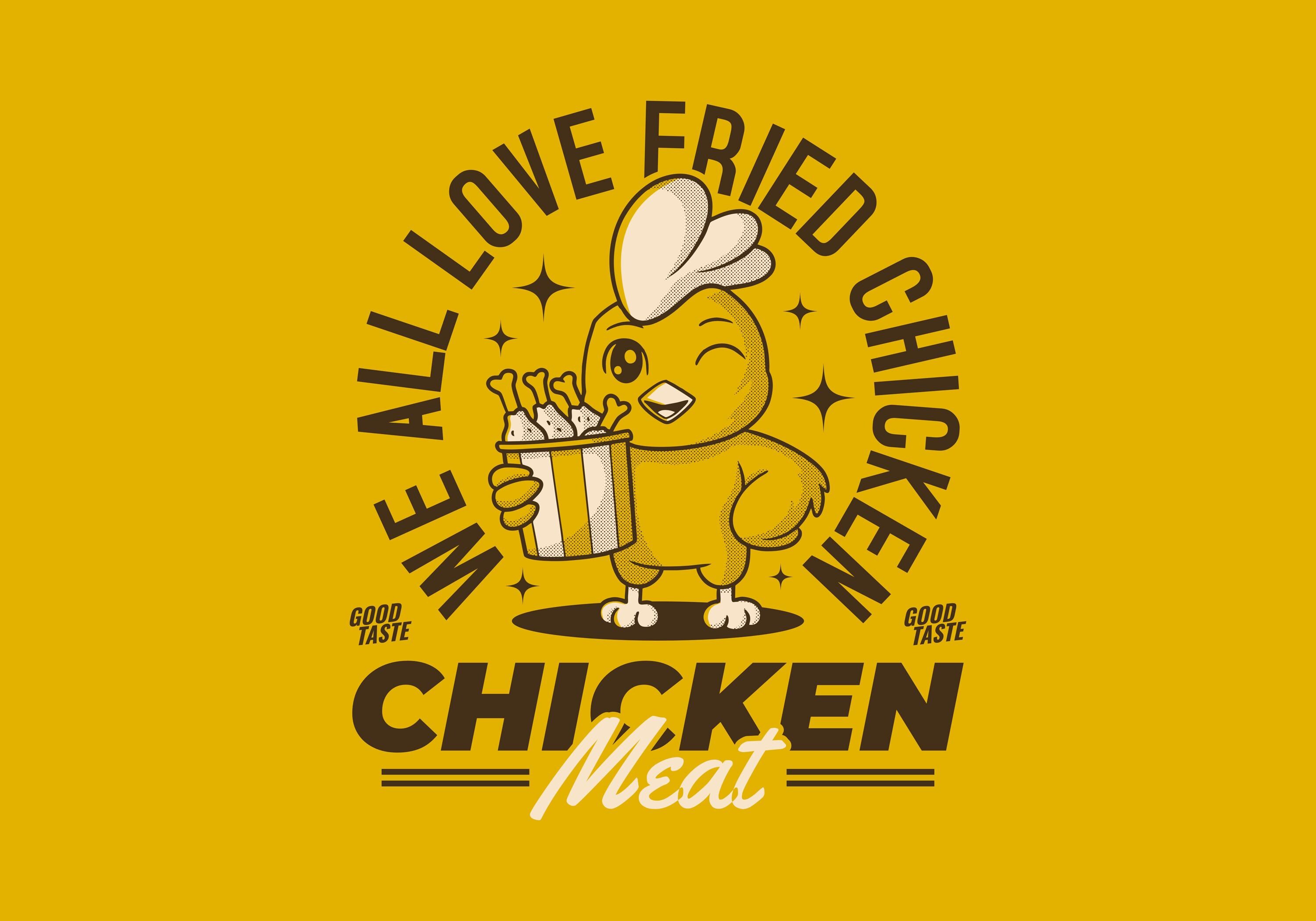 Retro Chicken Mascot Character Illustration Design - Etsy