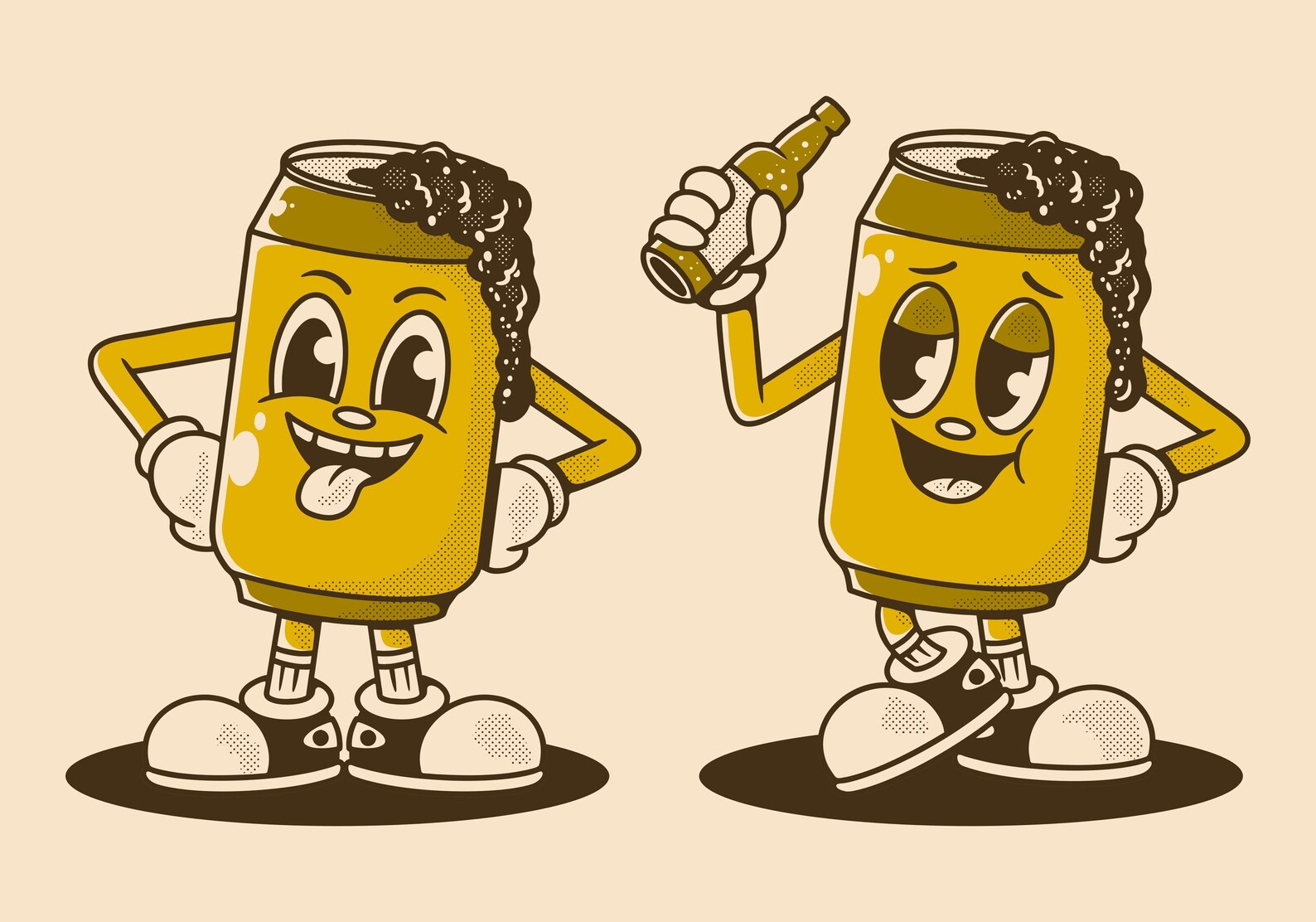 Beer Can Character in Before and After Drinking Pose - Etsy