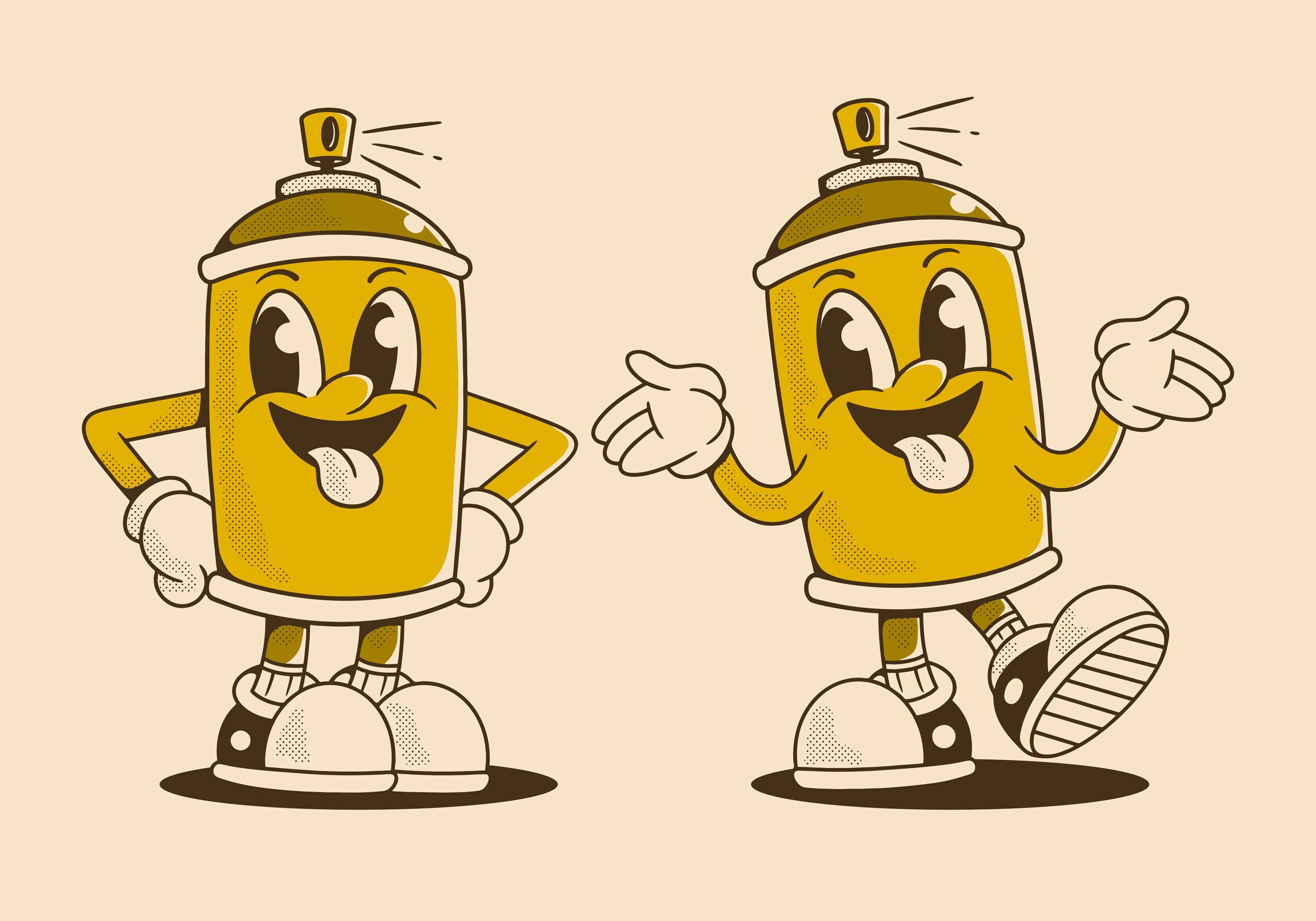 Spray Paint Can Character in Two Different Pose - Etsy