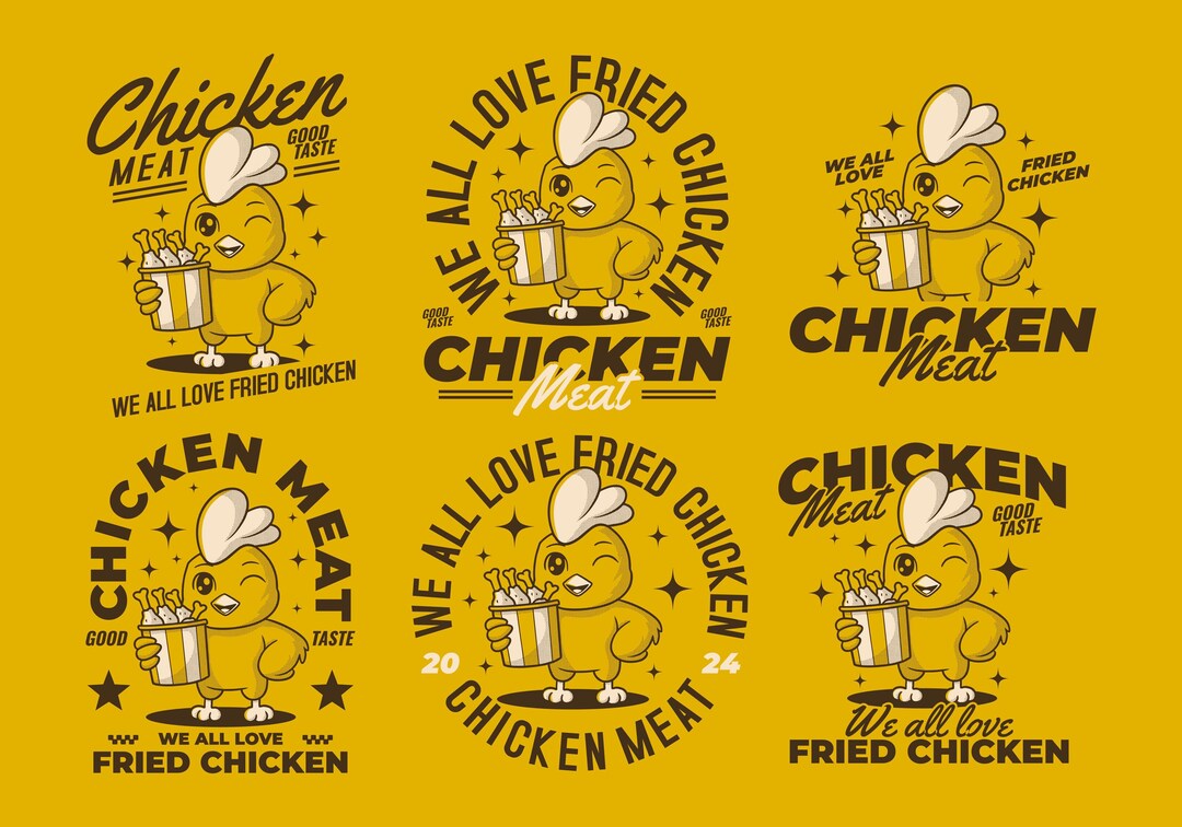 Retro Chicken Mascot Character Illustration Design - Etsy