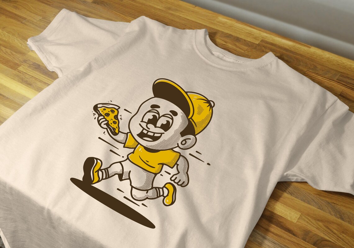 Running Pizza Boy Mascot Character in Vintage Style - Etsy