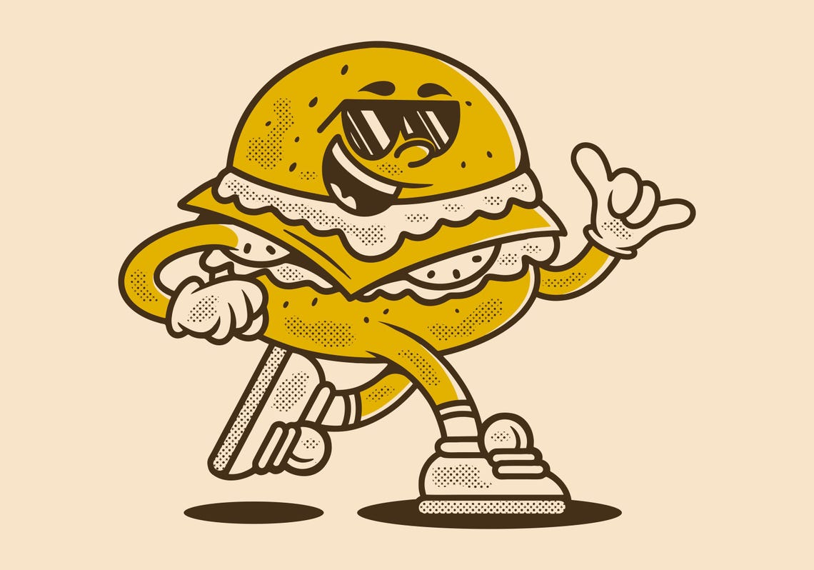 Running Burger Mascot Character - Etsy