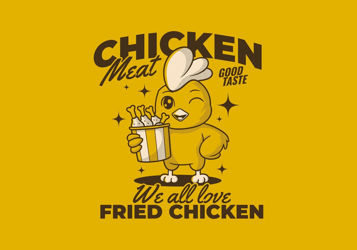 Retro Chicken Mascot Character Illustration Design - Etsy