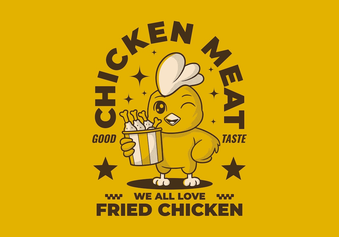 Retro Chicken Mascot Character Illustration Design - Etsy