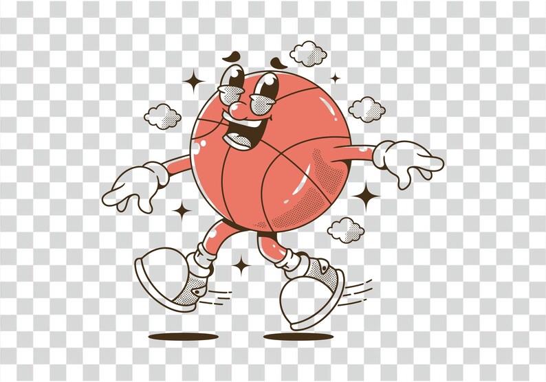 Retro Jumping Basketball Character - Etsy