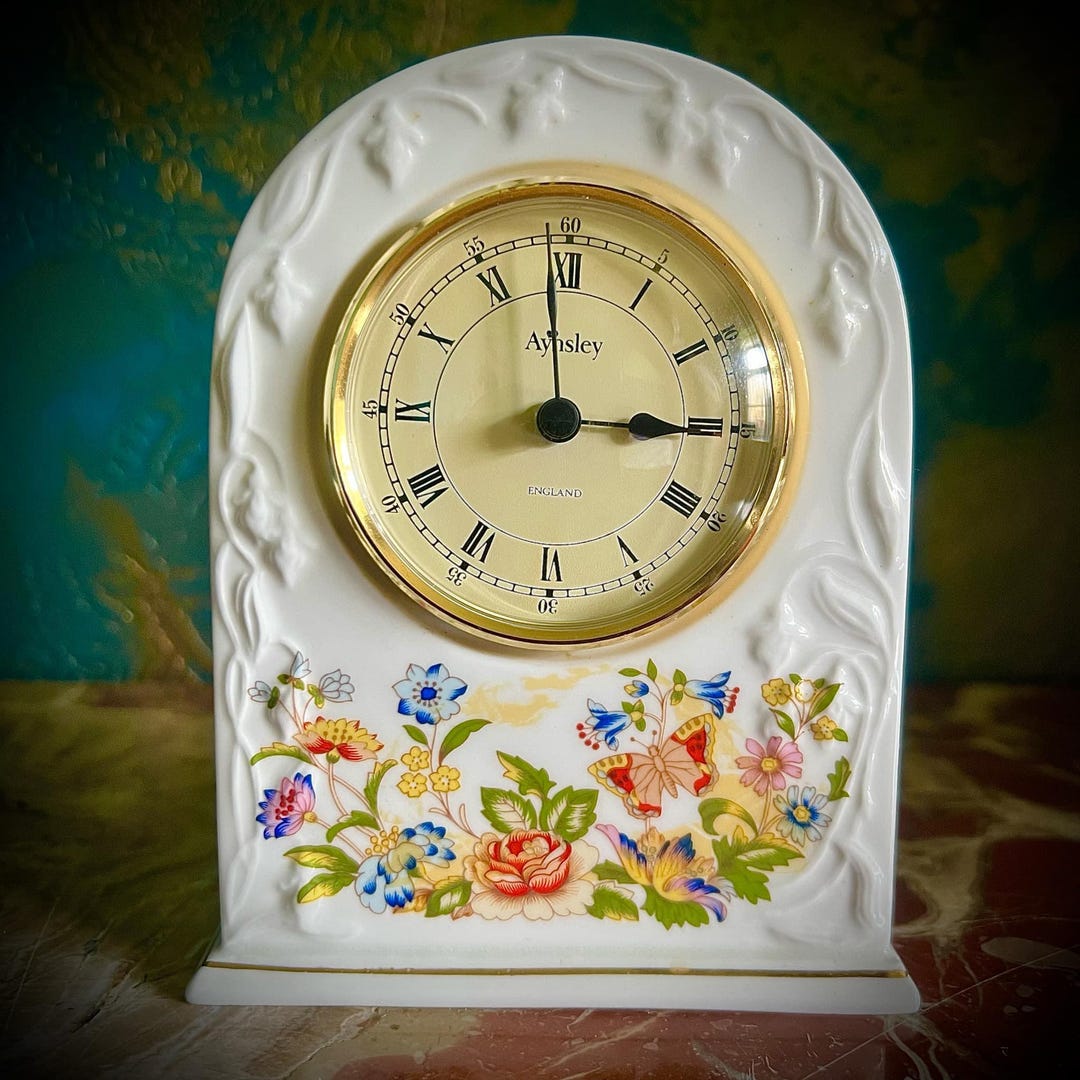 Vintage 1980s Aynsley Cottage Garden Bone China Mantel Clock-not ...