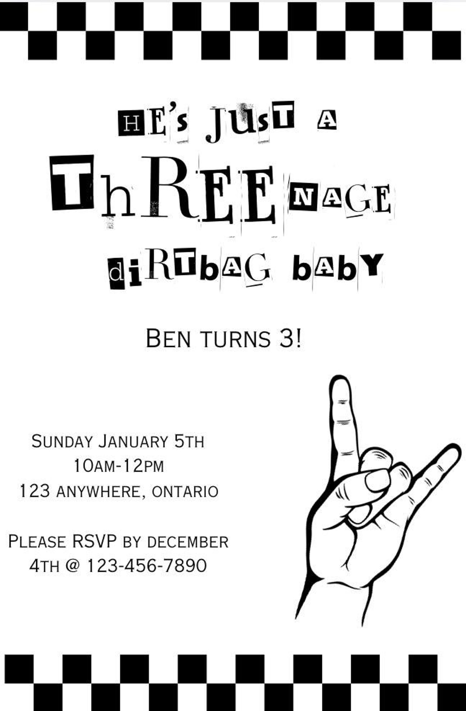 Threenage Birthday Package - Invitations - Water Bottle Labels ...