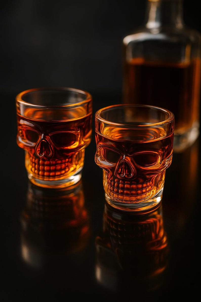 Crystal Skull Shot Glasses: Gothic Halloween Barware Set (45ml/1.5oz ...