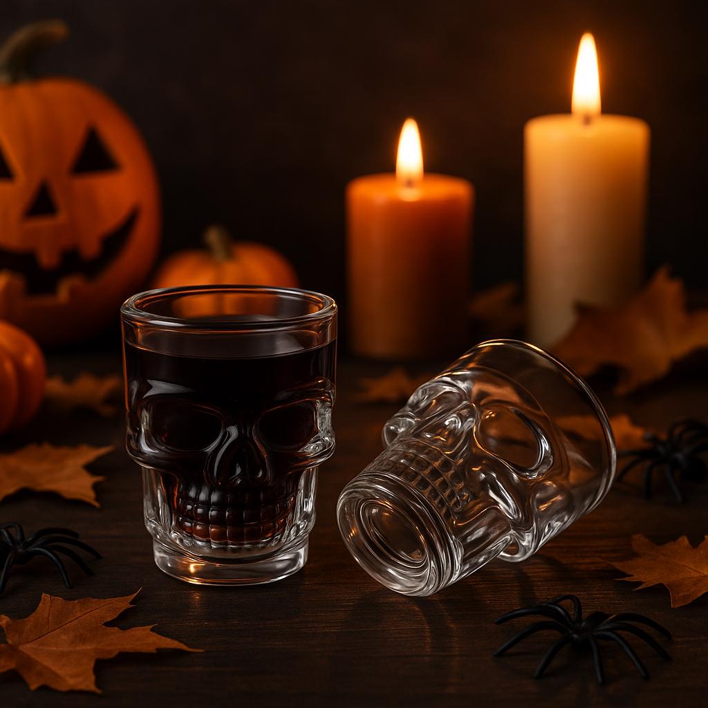 Crystal Skull Shot Glasses: Gothic Halloween Barware Set (45ml/1.5oz ...