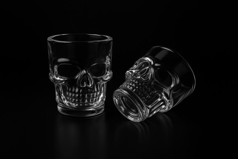 Crystal Skull Shot Glasses: Gothic Halloween Barware Set (45ml/1.5oz ...